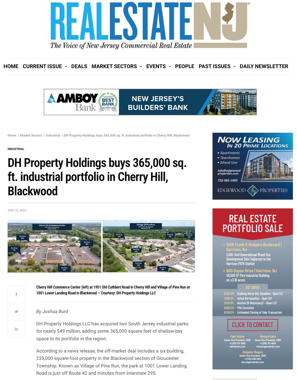 DH Property Holdings Expands Portfolio with South Jersey Industrial ...